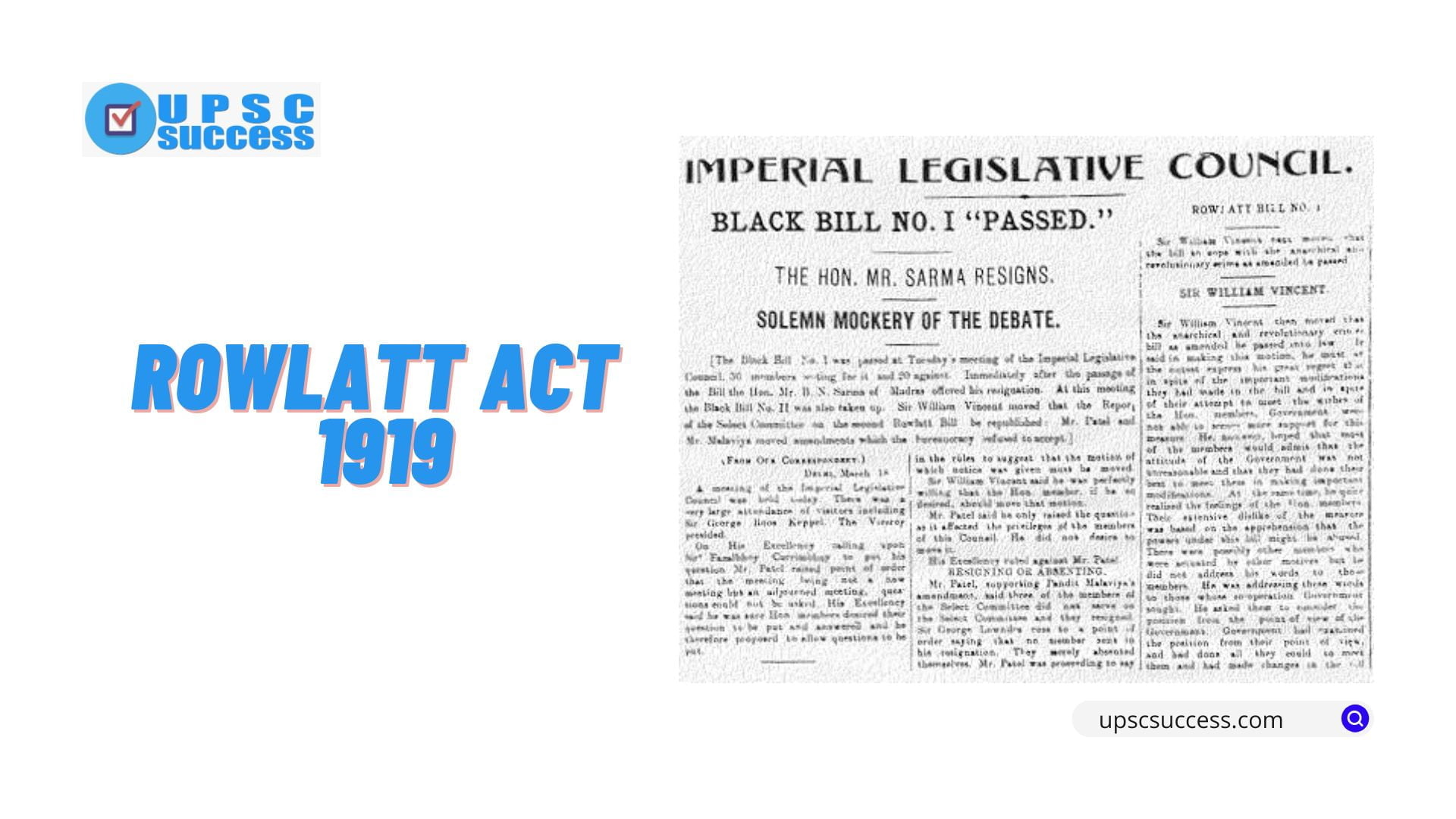 Rowlatt Act 1919 - UPSCSuccess